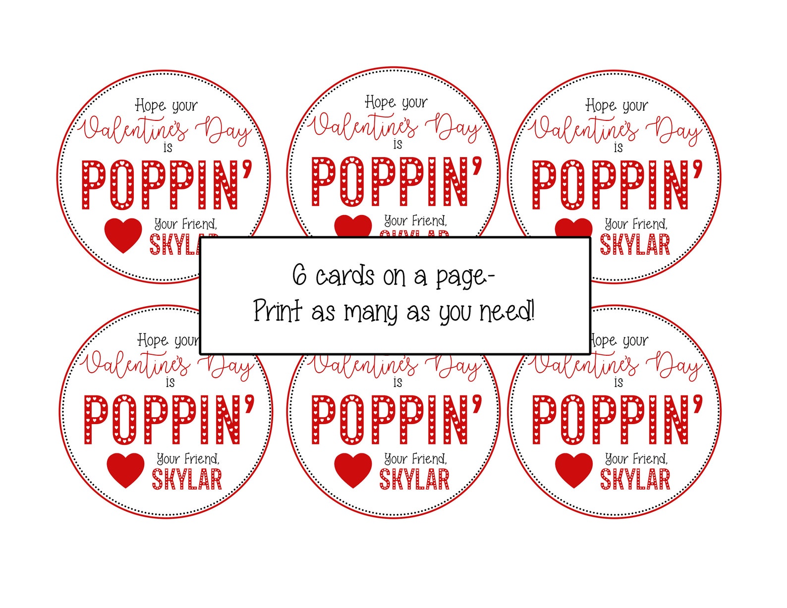 CUSTOM Hope Your Valentine’s Day is Poppin’ Digital Printable ROUND ...