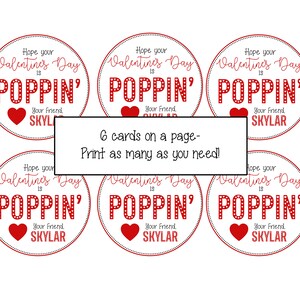 CUSTOM Hope Your Valentine’s Day is Poppin’ Digital Printable ROUND ...