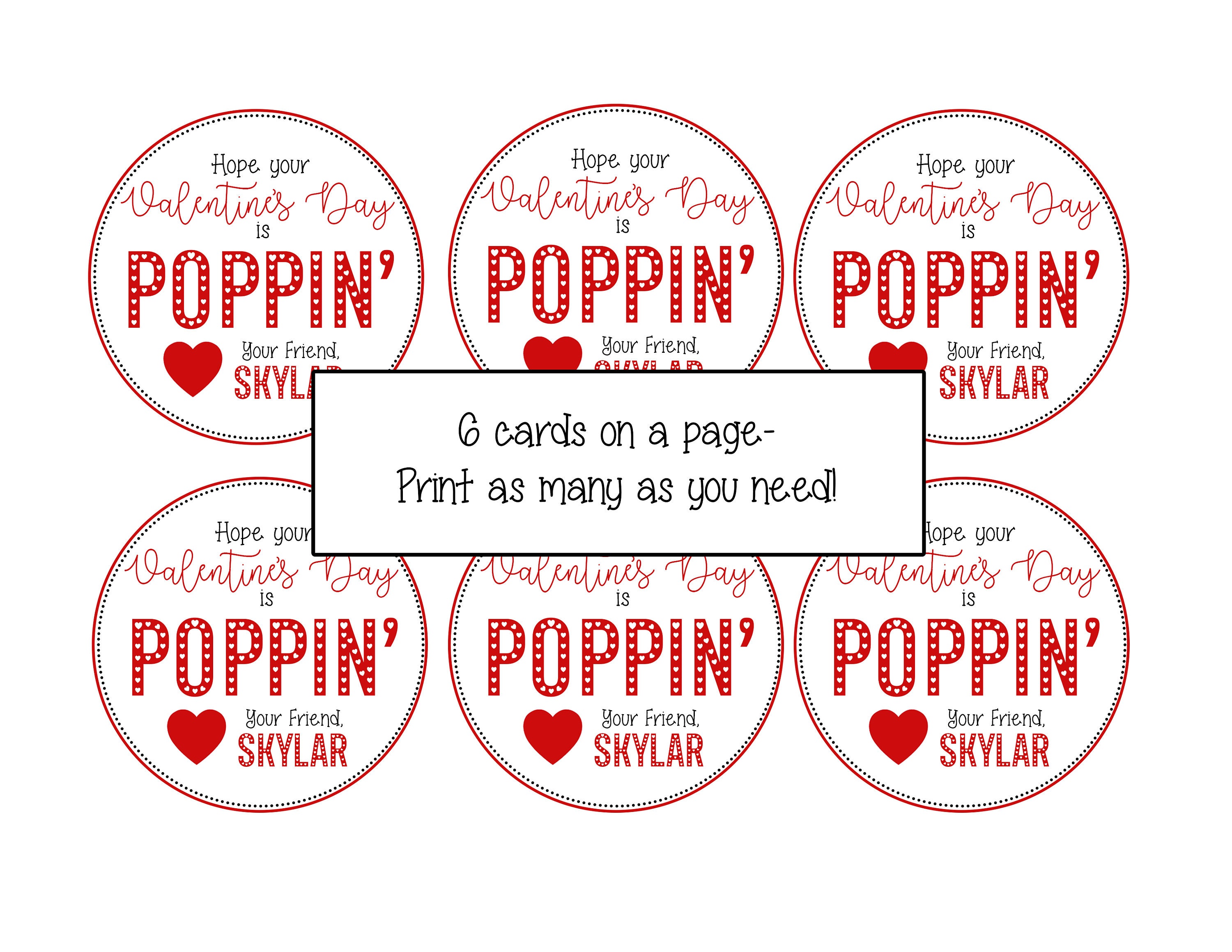 CUSTOM Hope Your Valentine’s Day is Poppin’ Digital Printable ROUND ...