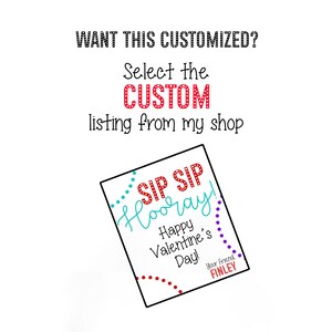 Crazy Straw Sip Sip Hooray Digital Printable Valentine Tags- Includes ...