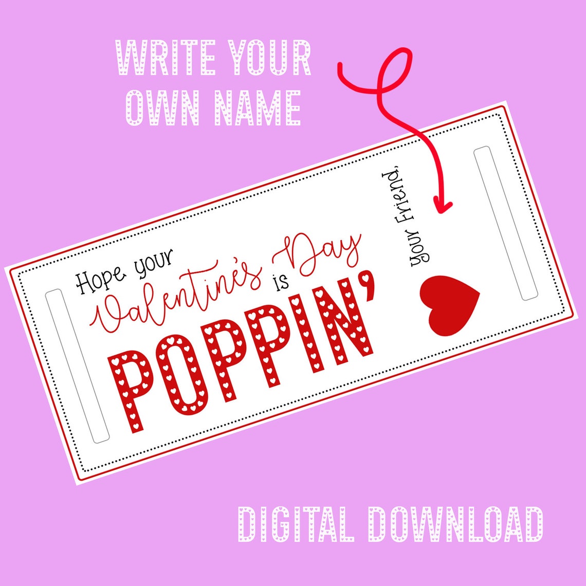 Hope Your Valentines Day is Poppin Pop It Bracelet Printable - Etsy