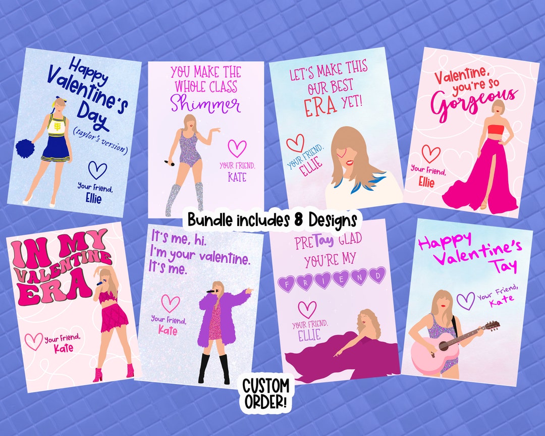 CUSTOM Taylor Swift Eras Tour Inspired BUNDLE Valentine's Day Printable ...