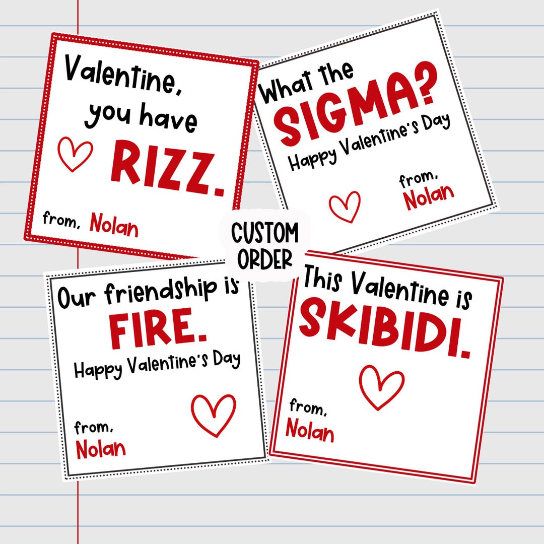 CUSTOM: Skibidi Rizz Fire Sigma- Middle School Slang - Valentines Day ...