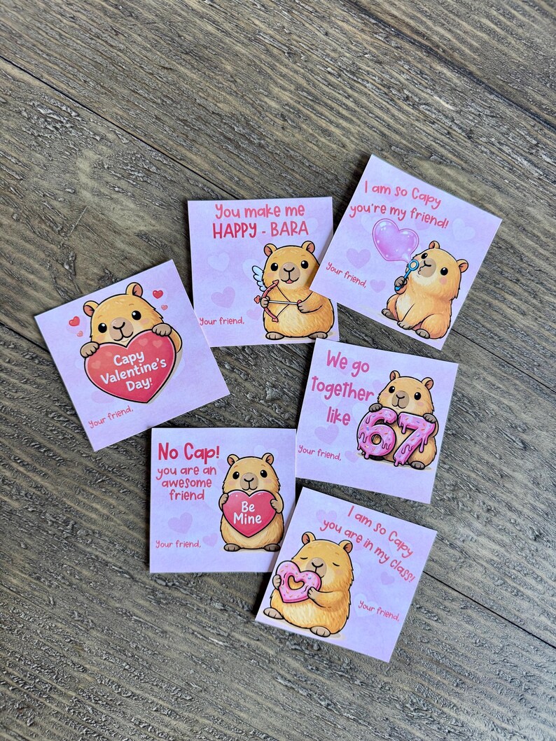 Capy Valentine's Day! Capybara Classroom Valentine's Day Cards ...