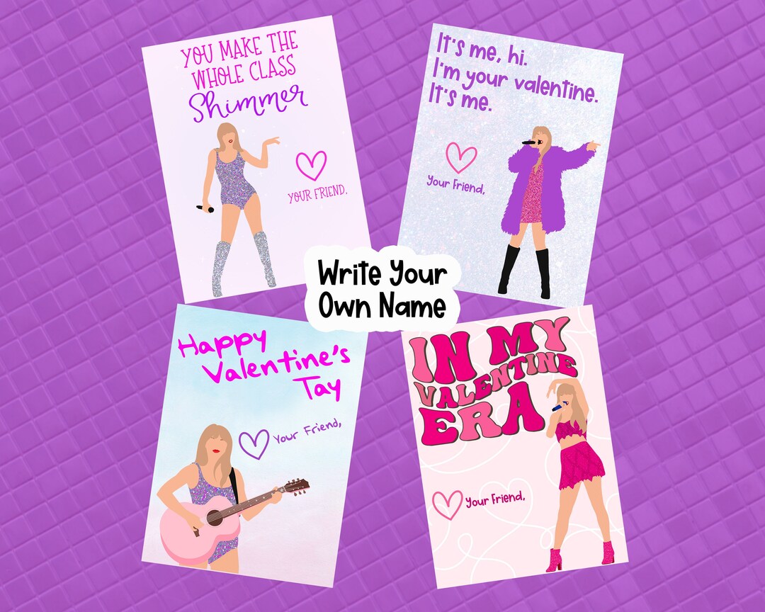 Taylor Swift Eras Tour Inspired Valentine's Day Printable Valentine ...