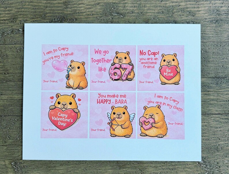 Capy Valentine's Day! Capybara Classroom Valentine's Day Cards ...