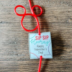 Crazy Straw Sip Sip Hooray Digital Printable Valentine Tags- Includes ...
