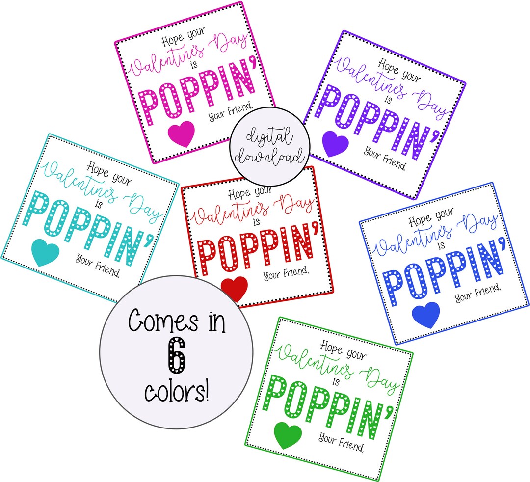 Hope Your Valentine’s Day is Poppin’ Digital Printable Pop It Valentine ...