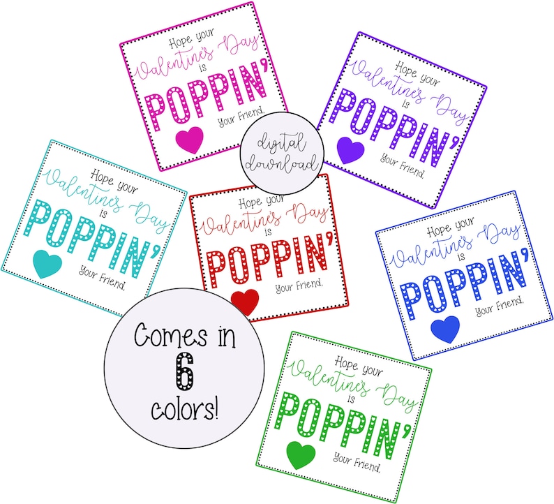 Hope Your Valentine’s Day is Poppin’ Digital Printable Pop It Valentine ...