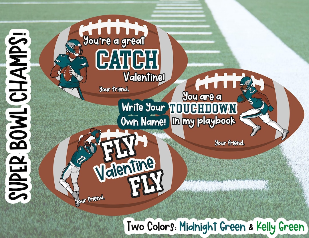 Eagles Inspired Super Bowl Football Valentines Exchange Cards: Write ...