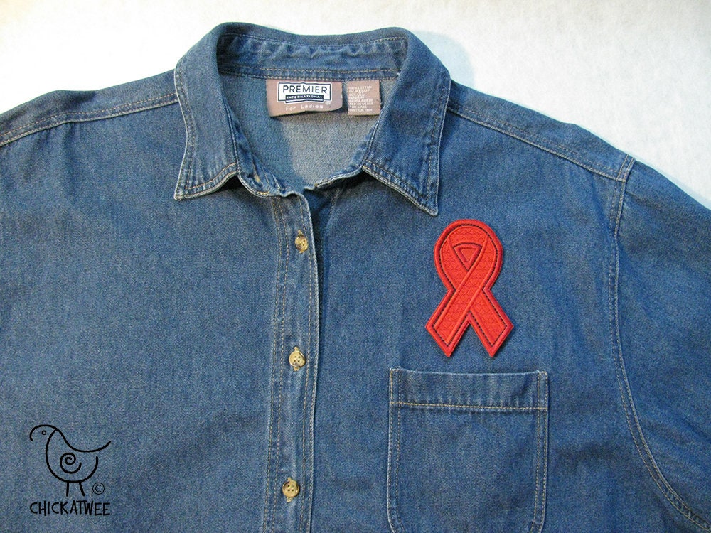 Red Ribbon Patch in Two Sizes Heart Disease Awareness AIDS | Etsy