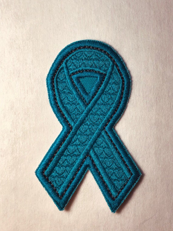 Teal Ribbon Patch in Two Sizes Embroidered Iron-on Sew-on - Etsy