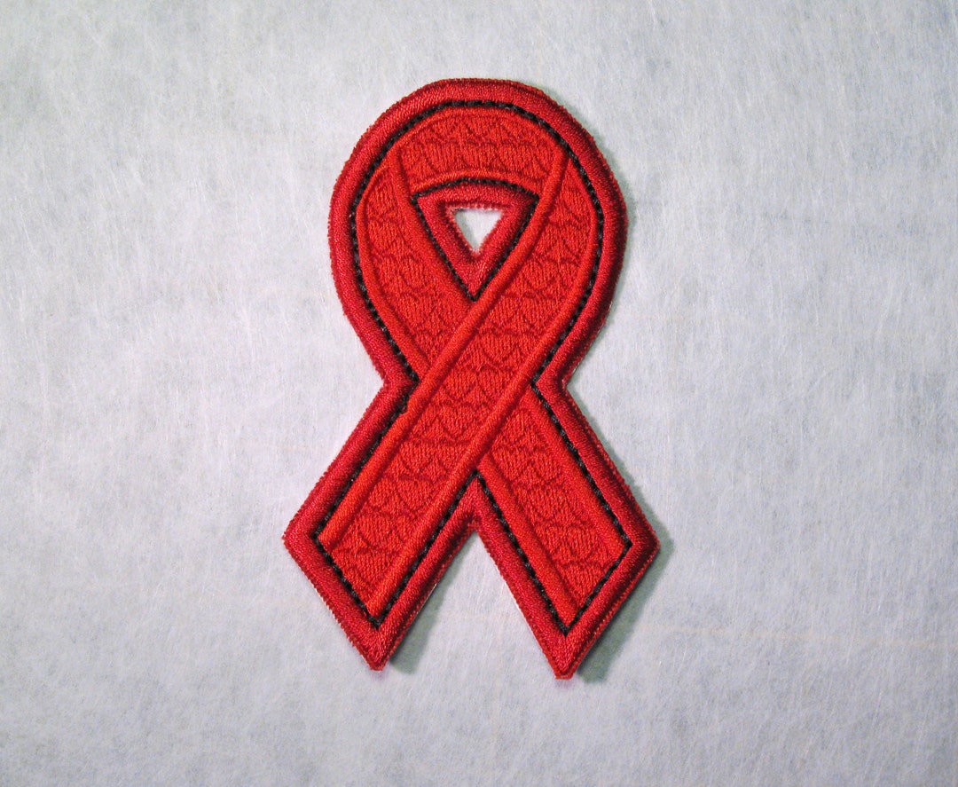 Red Ribbon Patch in Two Sizes - Heart Disease Awareness, AIDS, HIV ...