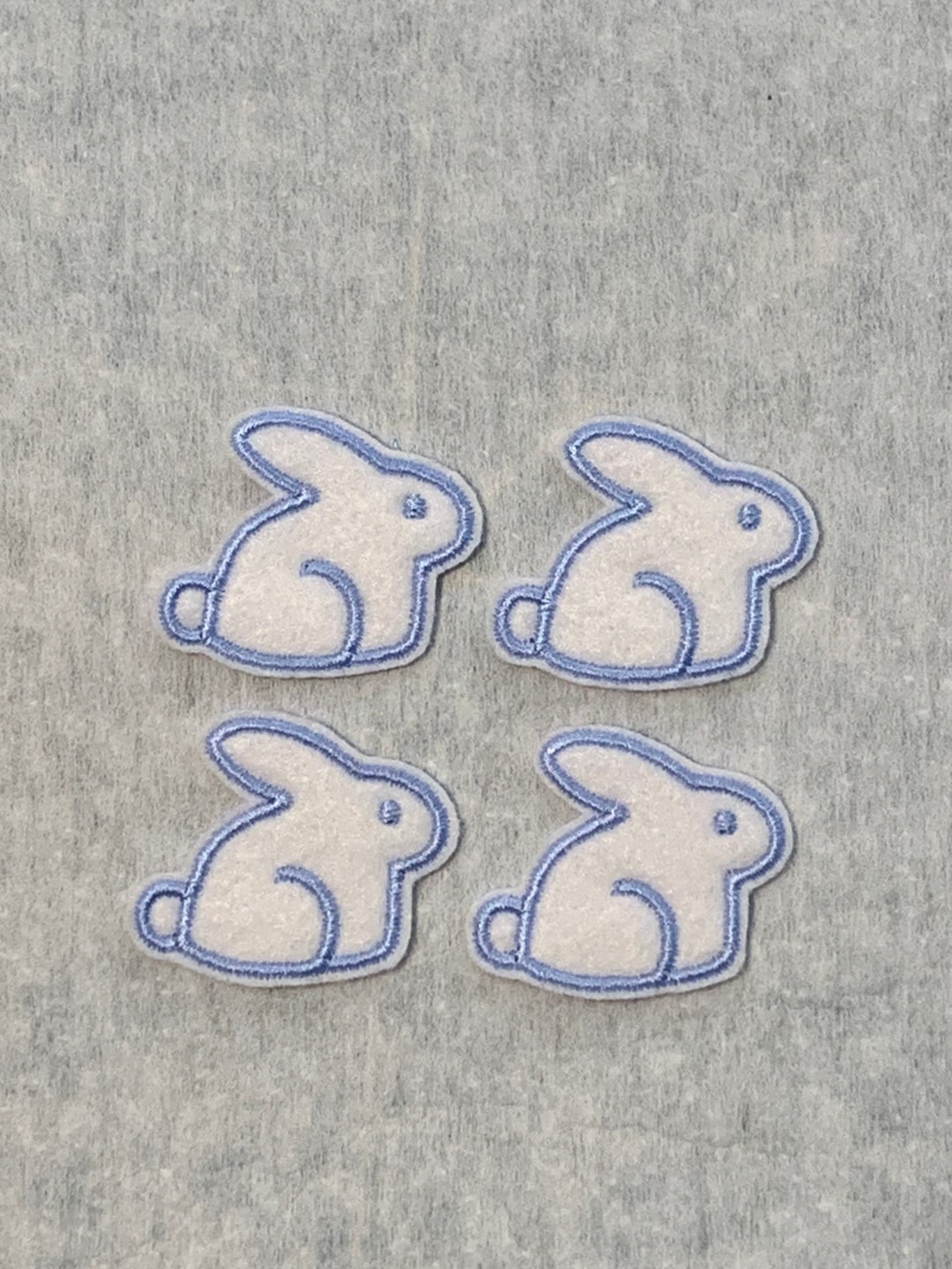 Small Bunny Patch Set - Embroidered White Felt Sew-on, Glue on Applique ...