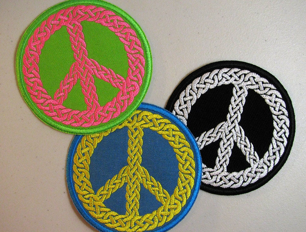 PEACE Patch Large Embroidered Sew-On Iron-On Patch Twill | Etsy