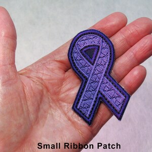 Purple Ribbon Patch Two Sizes - Embroidered Iron-on Patch - Alzheimer's ...