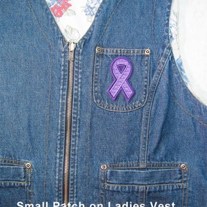 Purple Ribbon Patch Two Sizes - Embroidered Iron-on Patch - Alzheimer's ...