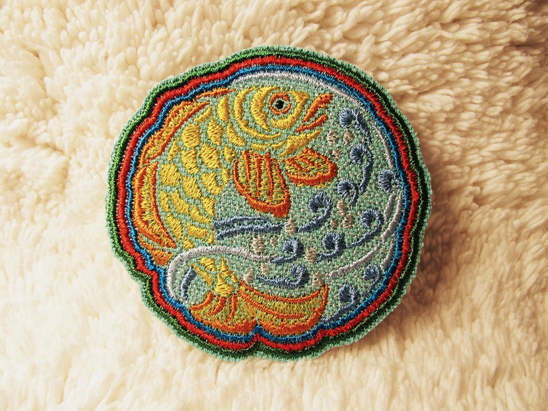 Oriental Goldfish Patch Embroidered Fish Patch Goldfish | Etsy