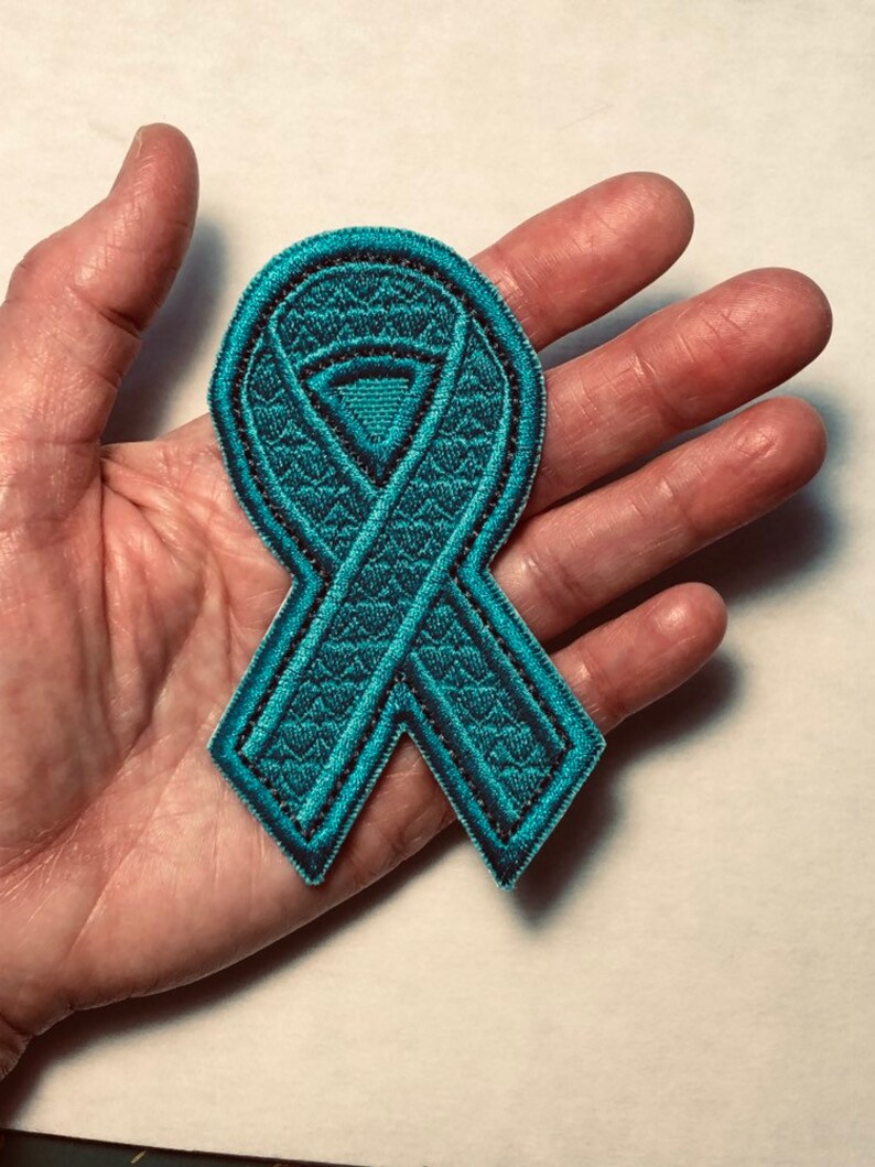 Teal Ribbon Patch in Two Sizes Embroidered Iron-On Sew-On | Etsy