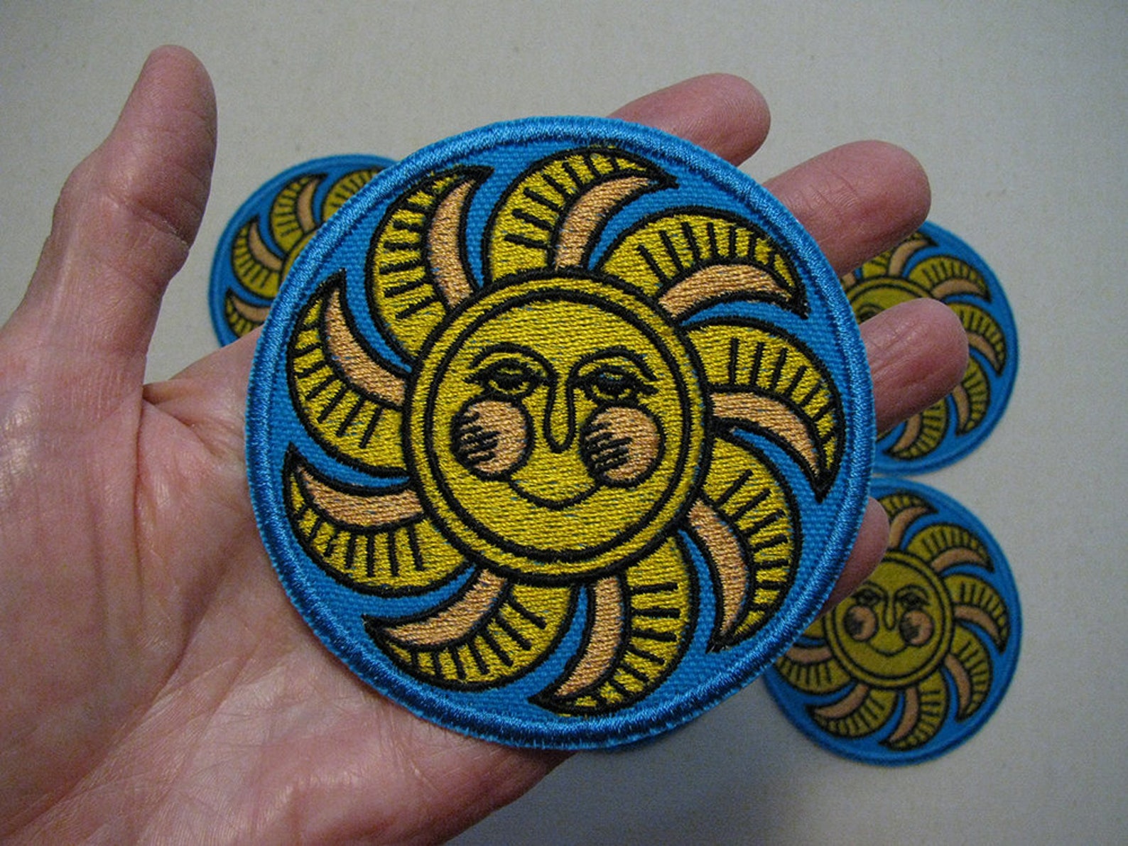Smiling Sun Iron on Patch Yellow Sun Embroidered Patch - Etsy
