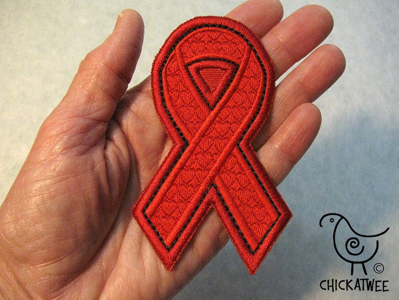 Red Ribbon Patch in Two Sizes Heart Disease Awareness AIDS - Etsy