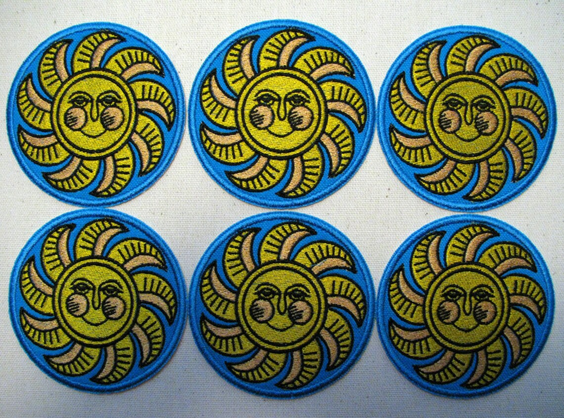 Smiling Sun Iron on Patch Yellow Sun Embroidered Patch - Etsy