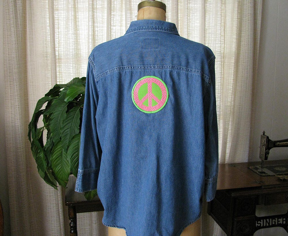 PEACE Patch Large Embroidered Sew-on Iron-on Patch Twill | Etsy