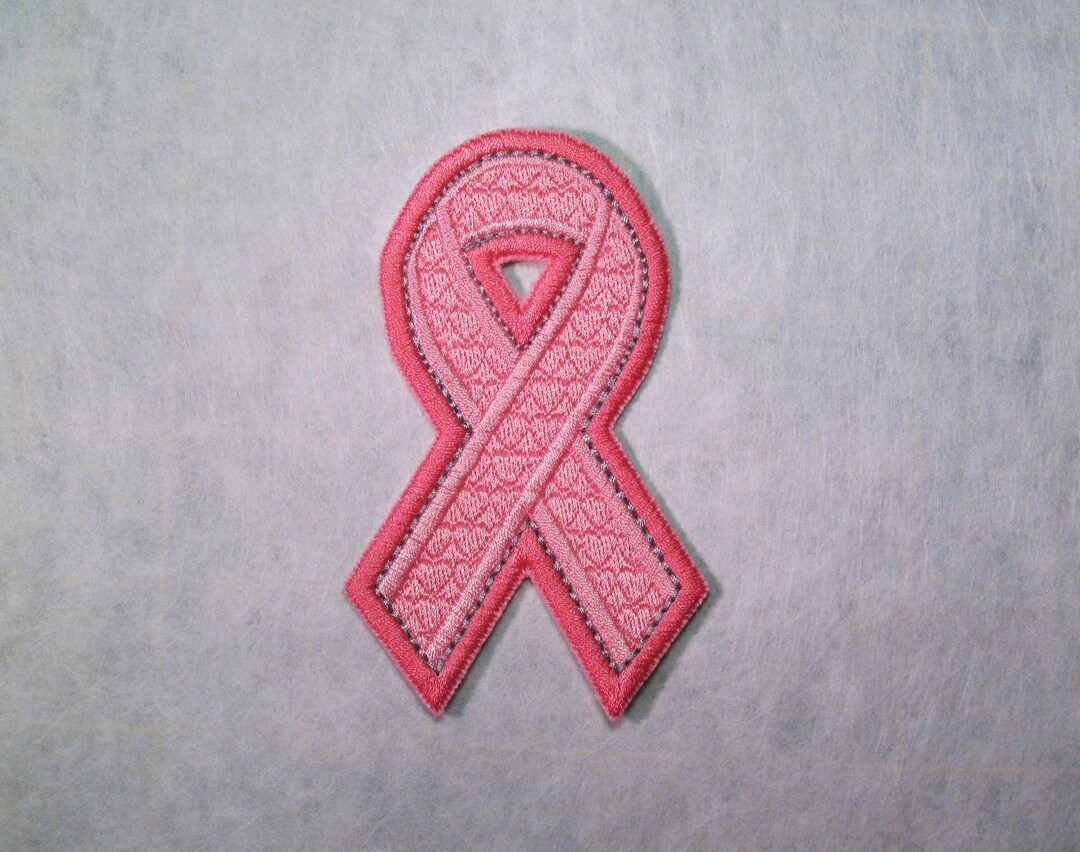 Pink Ribbon Patch - Breast Cancer Awareness Embroidered Iron-on, Sew-on Patch - Pink Twill Patch ...
