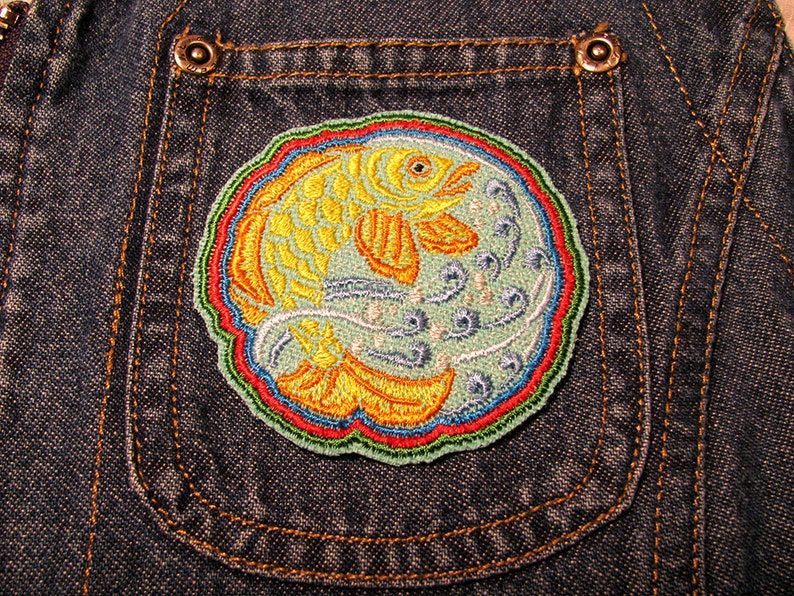 Oriental Goldfish Patch Embroidered Fish Patch Goldfish | Etsy