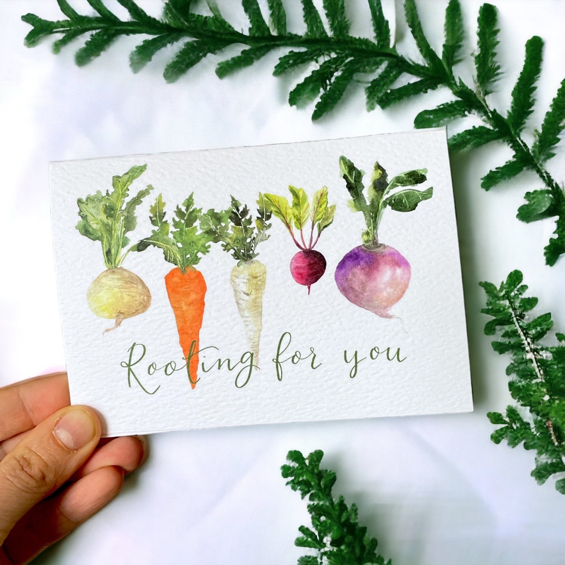 Rooting for You Card: Watercolor Vegetable Pun Encouragement - Etsy UK