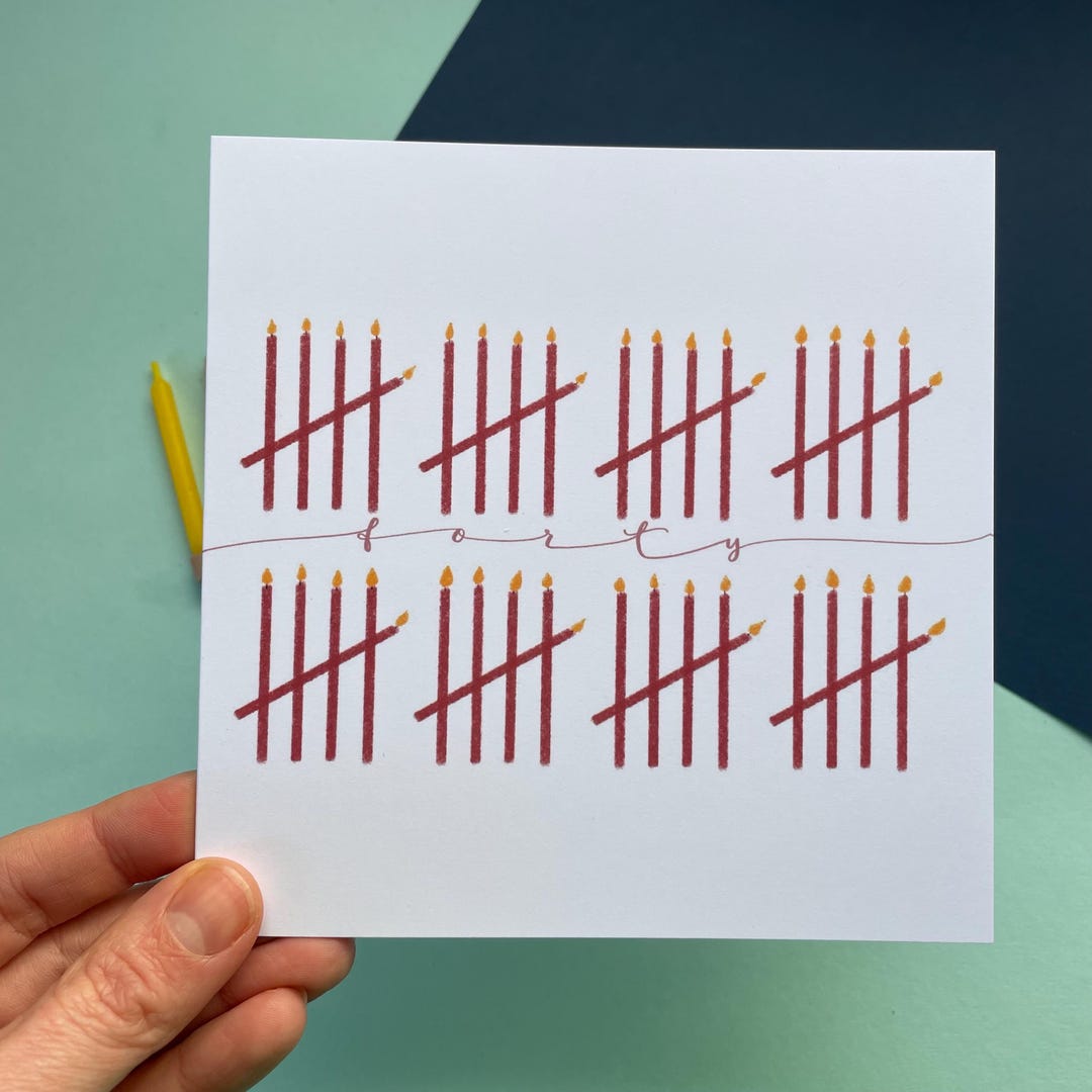 Fortieth Birthday Card, Forty Fun Cute Milestone Tally Candles 40th ...