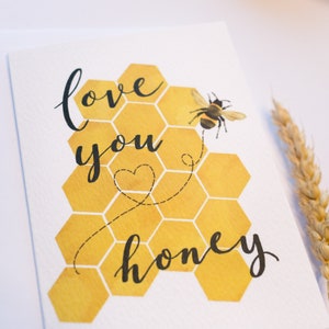 Romantic Bee love You Honey Pun Card - Etsy