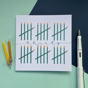 Thirty Birthday Card, Tally Candles 30th Birthday Card - Etsy