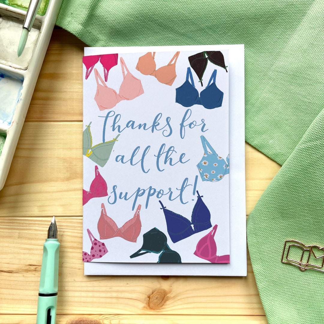 Thanks for All the Support Bra Thank You Card and Mother’s Day Card ...