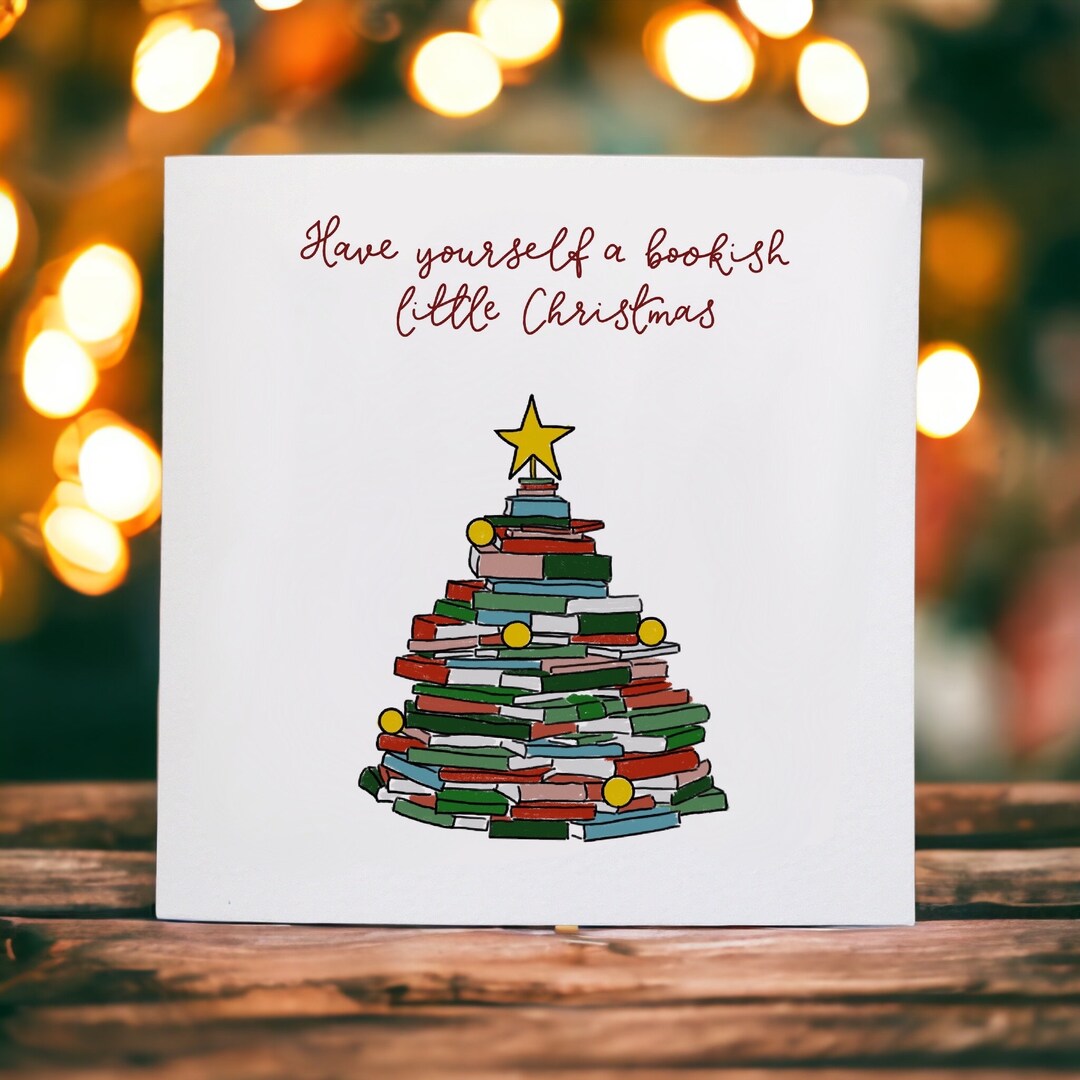 Have Yourself a Bookish Little Christmas Card, Book Lovers Christmas ...