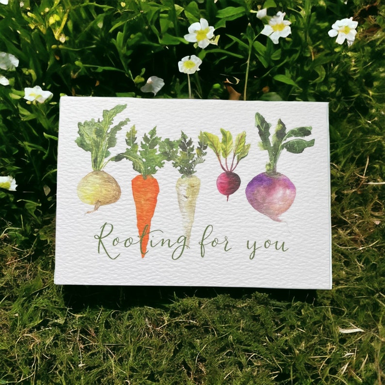 Rooting for You Card: Watercolor Vegetable Pun Encouragement - Etsy UK