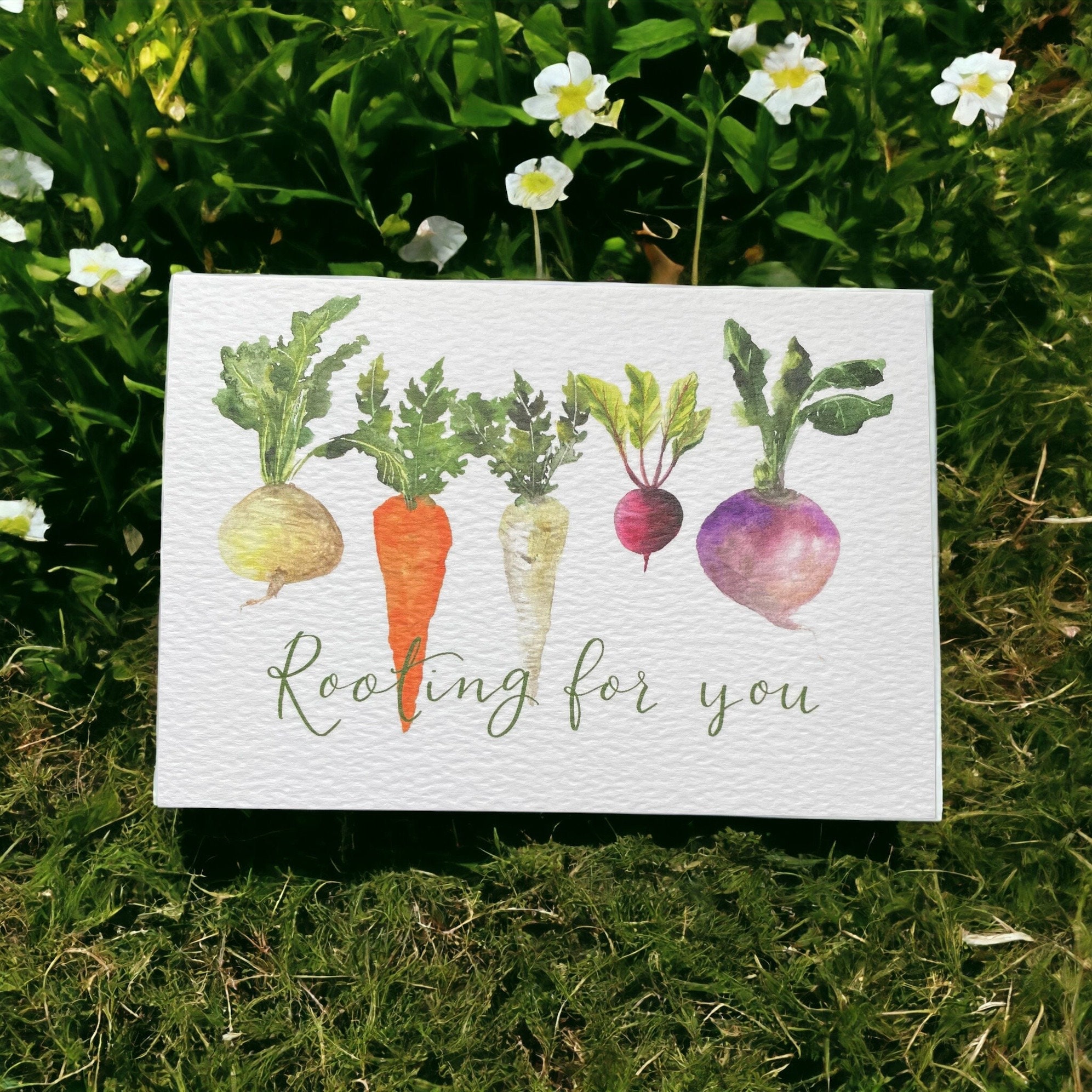 Rooting for You Card: Watercolor Vegetable Pun Encouragement - Etsy UK