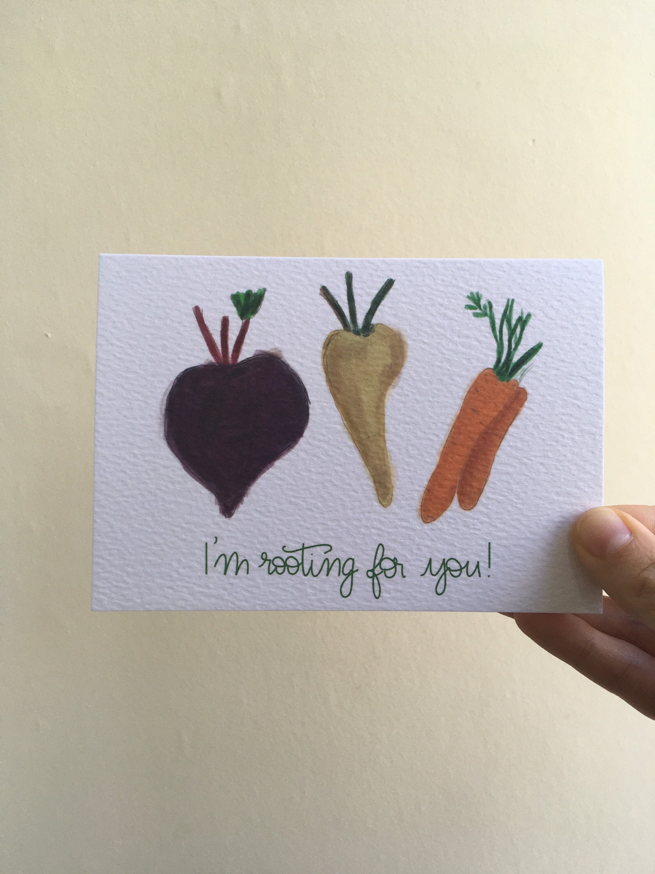 Im rooting for you A6 root vegetables veggie pun greeting | Etsy
