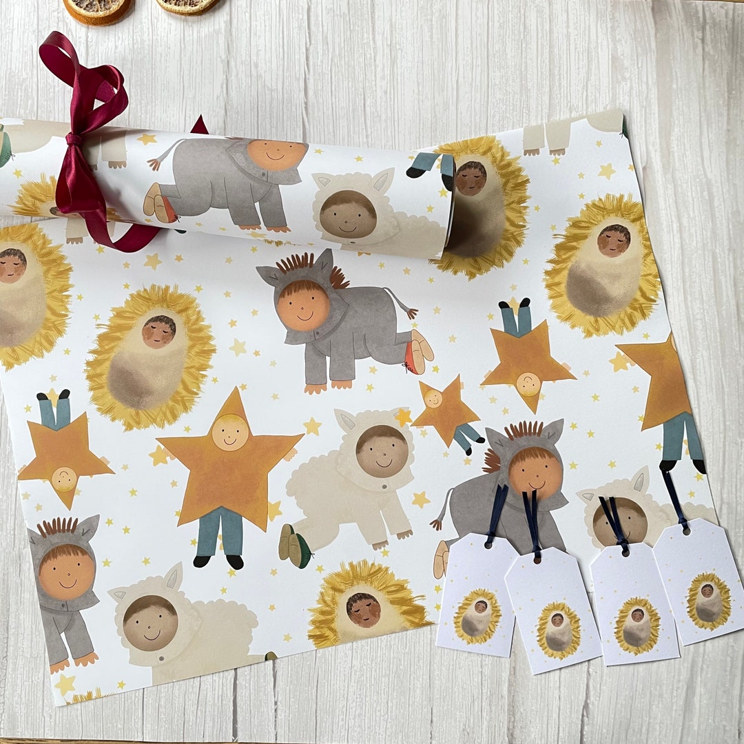 Nativity Play Christmas Wrapping Paper for Children Kids Christmas Gift ...