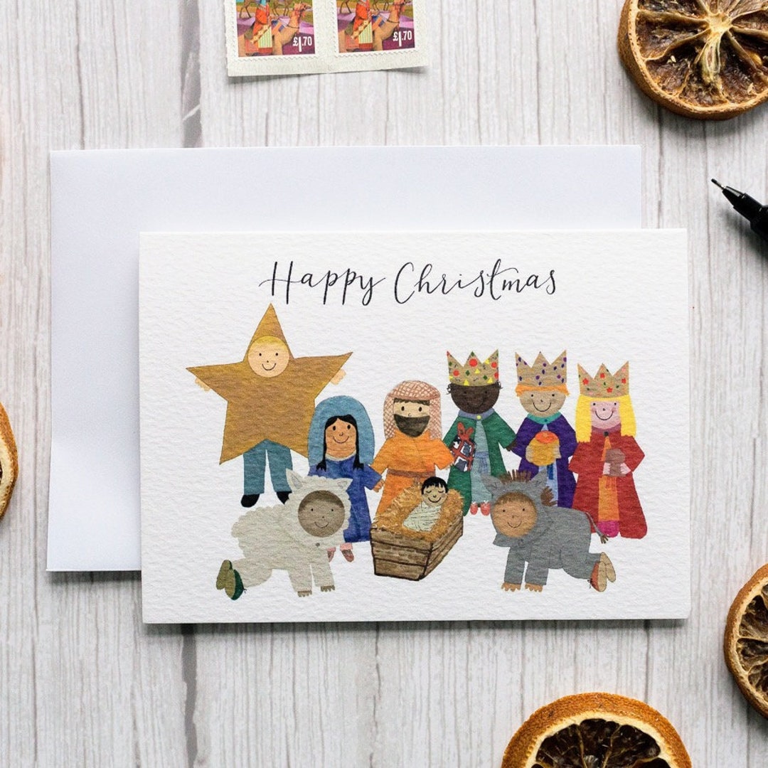 Nativity Christmas Cards Pack of School Play Christian Christmas Cards ...
