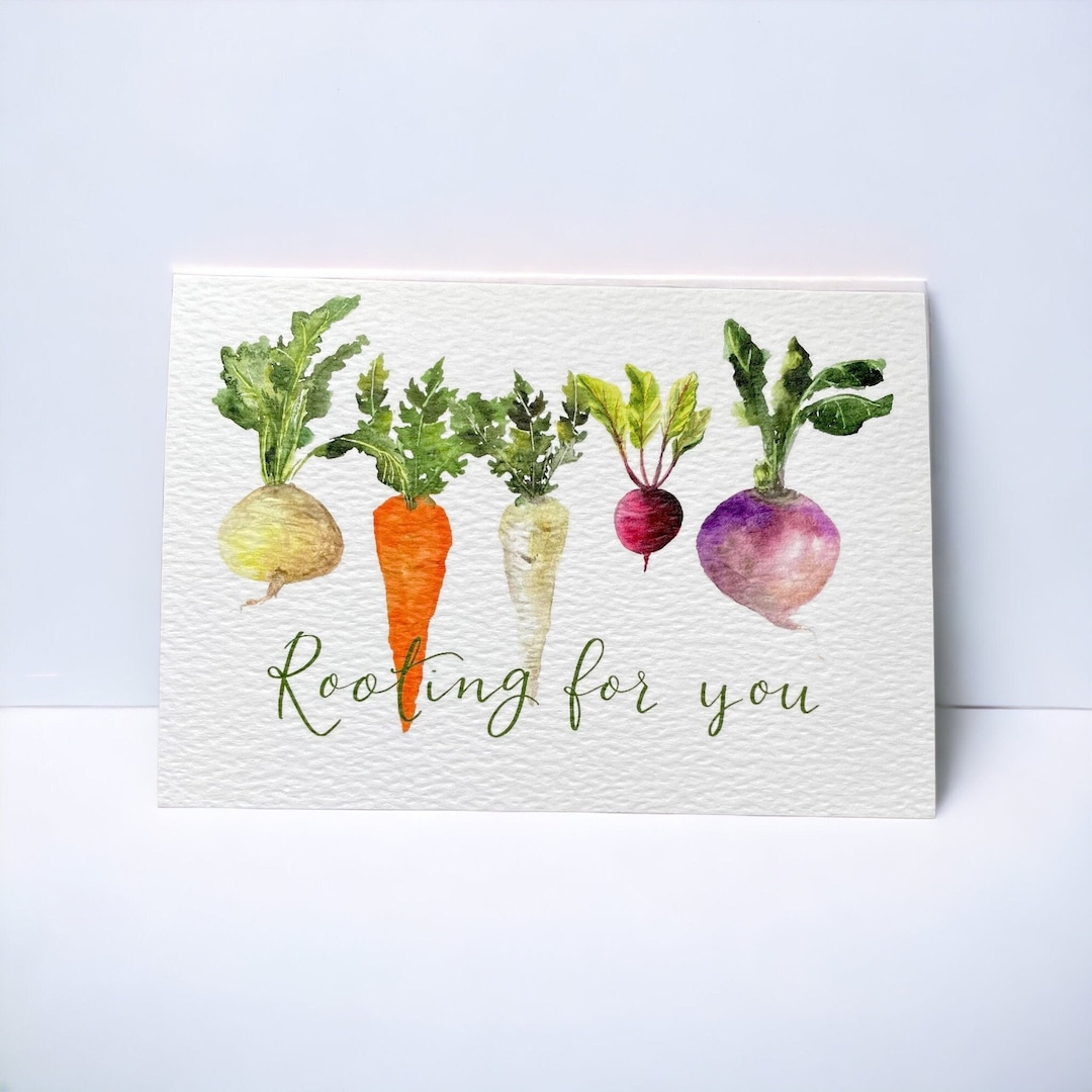 Rooting for You Card: Watercolor Vegetable Pun Encouragement - Etsy