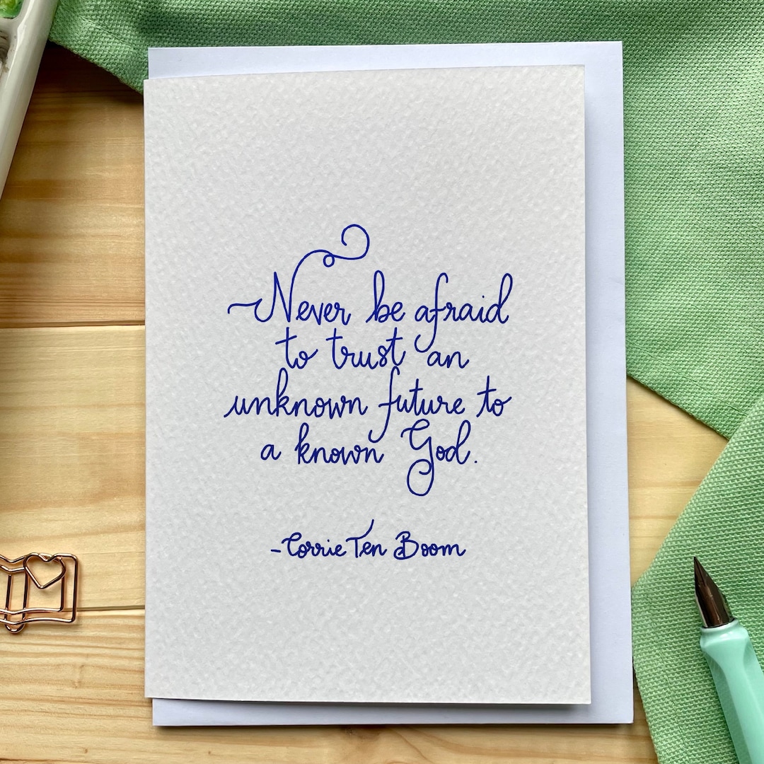 Christian Card - Corrie Ten Boom Quote Hand Lettered in Navy Blue, A6 ...