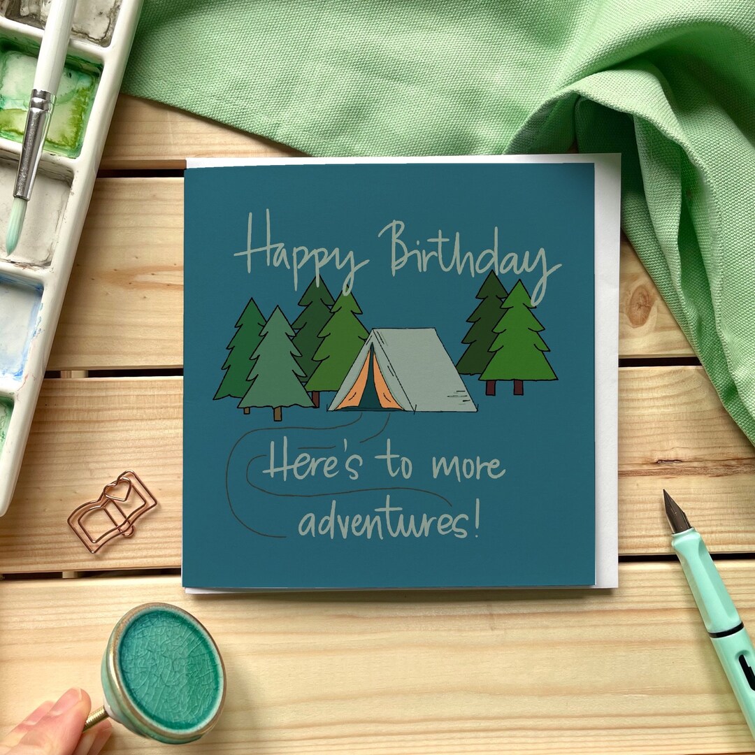 Adventure Awaits Birthday Card, Exploring, Camping, Hiking, Wilderness ...