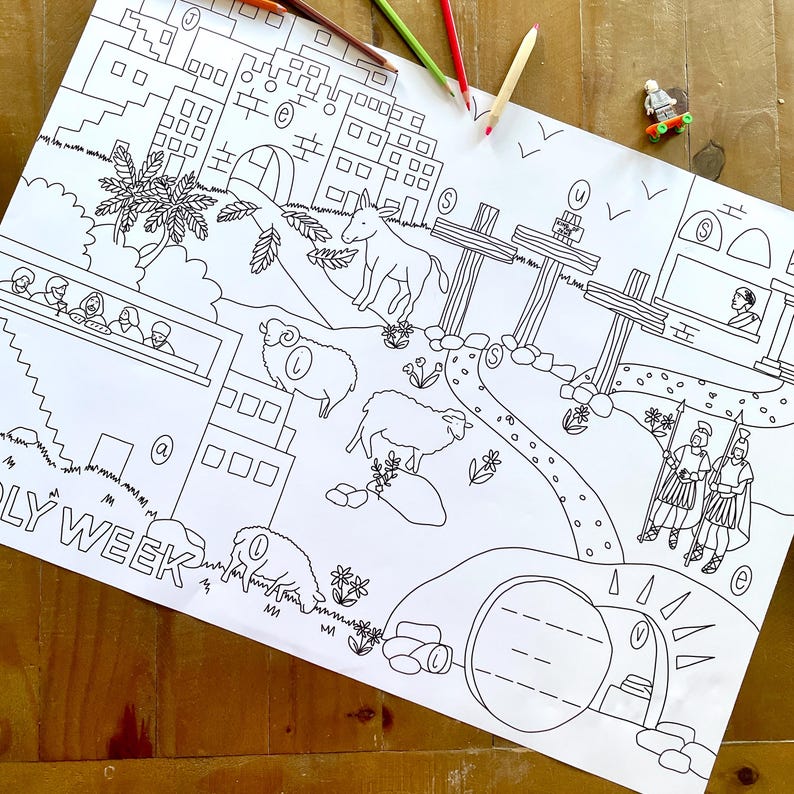Jumbo Easter Colouring Sheet, Christian Children’s Activity, Holy Week ...