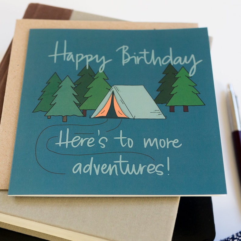 Here’s to More Adventures Camping Wild Birthday Card - Etsy UK