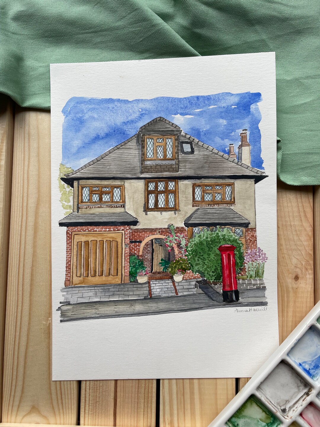 A4 Hand Painted House Portrait, Custom Personalised Watercolour ...