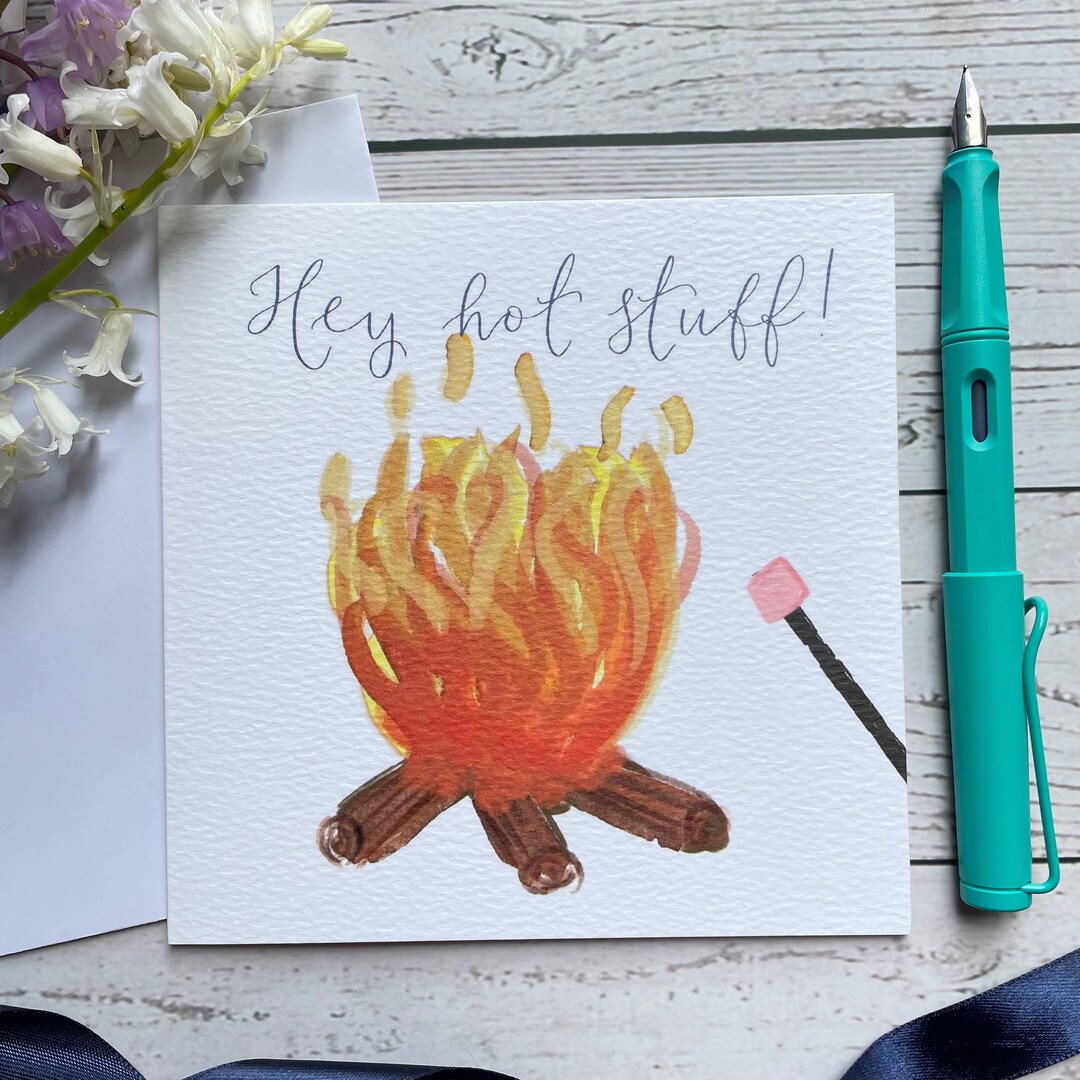 Hey Hot Stuff Card Romantic Adventure Marshmallow Roasting Card for ...