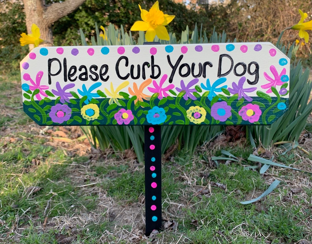 Outdoor Wood “please Curb Your Dog” Sign - Etsy