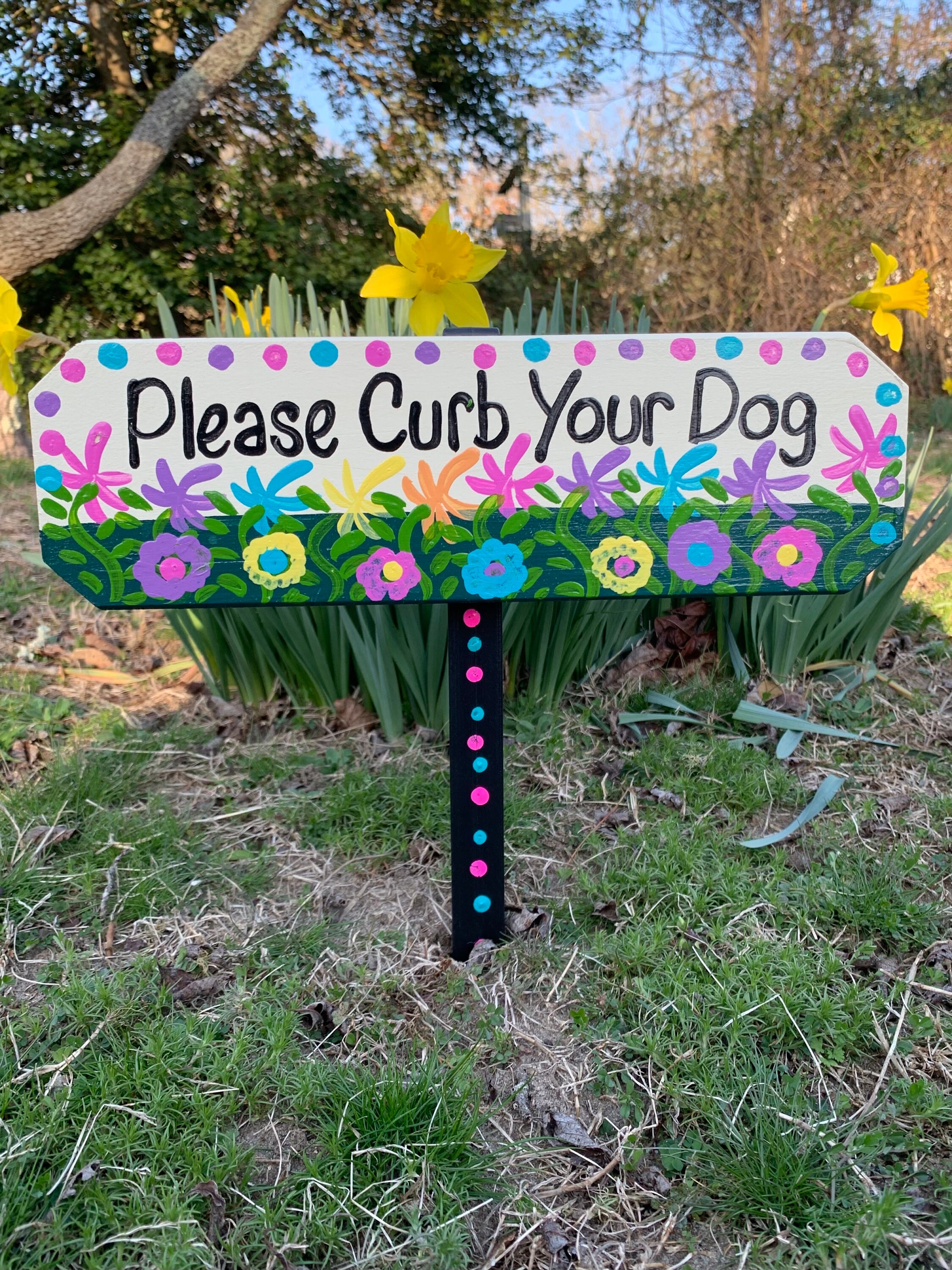 Outdoor Wood “please Curb Your Dog” Sign - Etsy