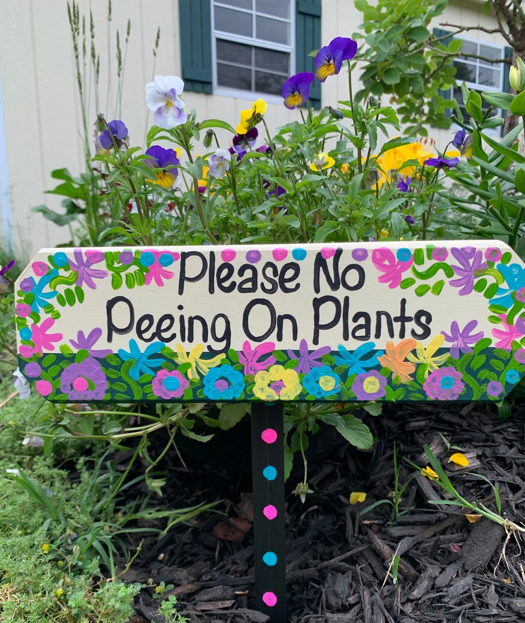 Please No Peeing on Plants Wood Sign, Outdoor Weather Protected Yard ...